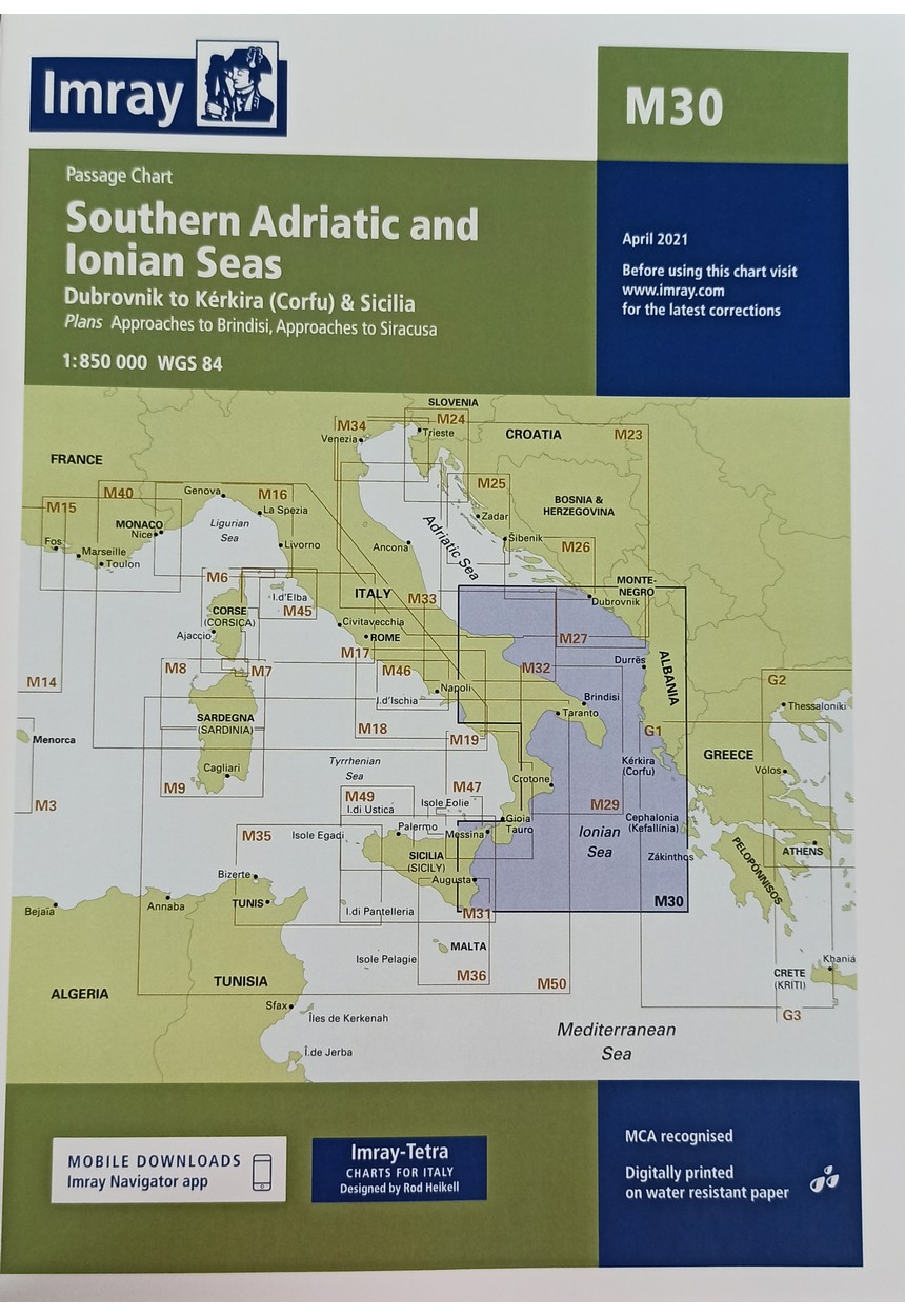 IMRAY NAUTICAL CHART M30 - SOUTHERN ADRIATIC AND IONIAN SEAS ...