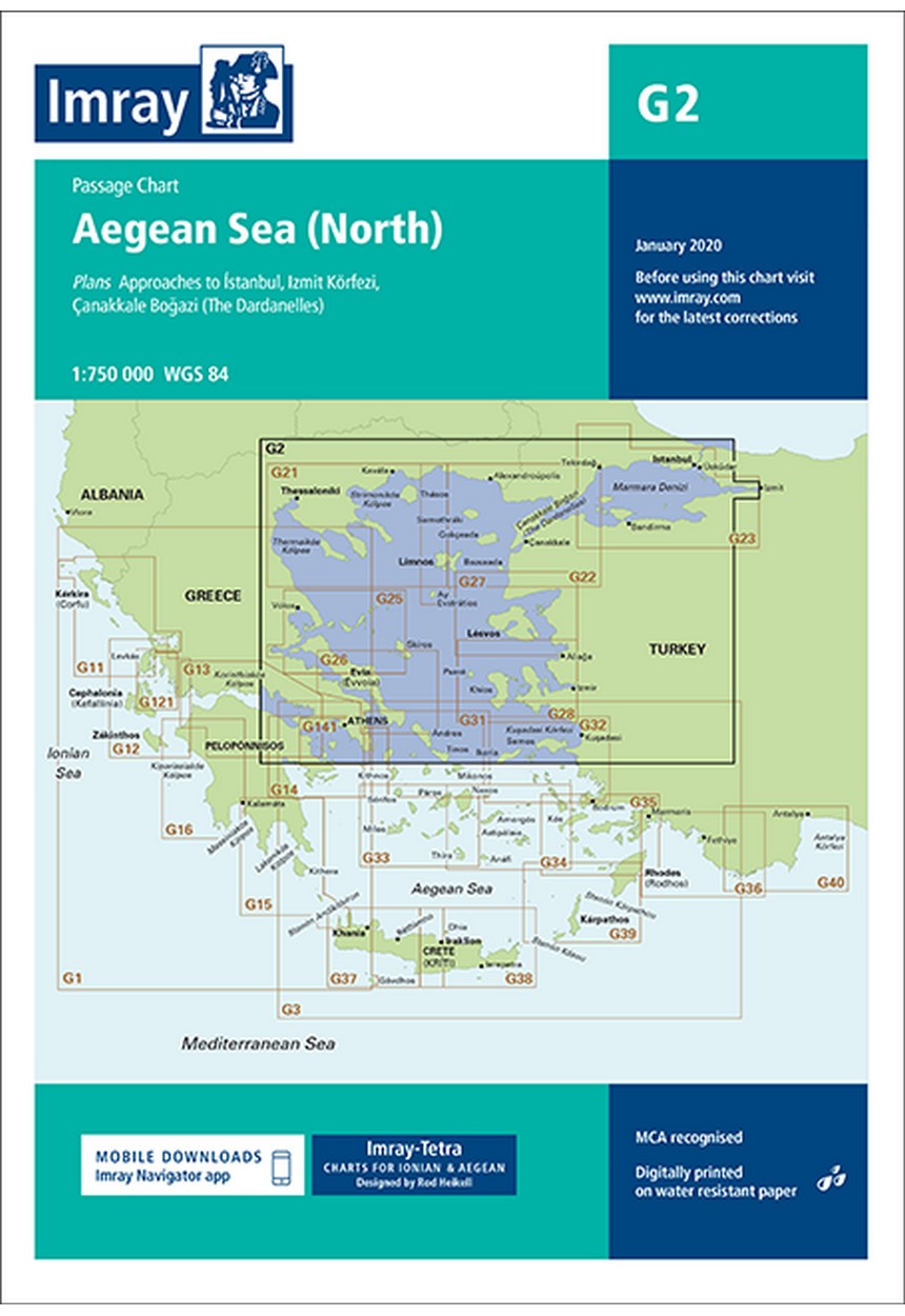 IMRAY NAUTICAL CHART G2 - AEGEAN SEA (NORTH), - Knjižara Dominović