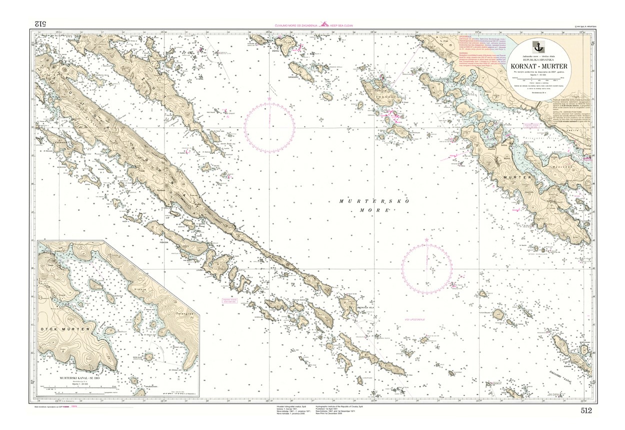 POMORSKA KARTA 512 - KORNAT - MURTER, HRVATSKI HIDROGRAFSKI INSTITUT ...