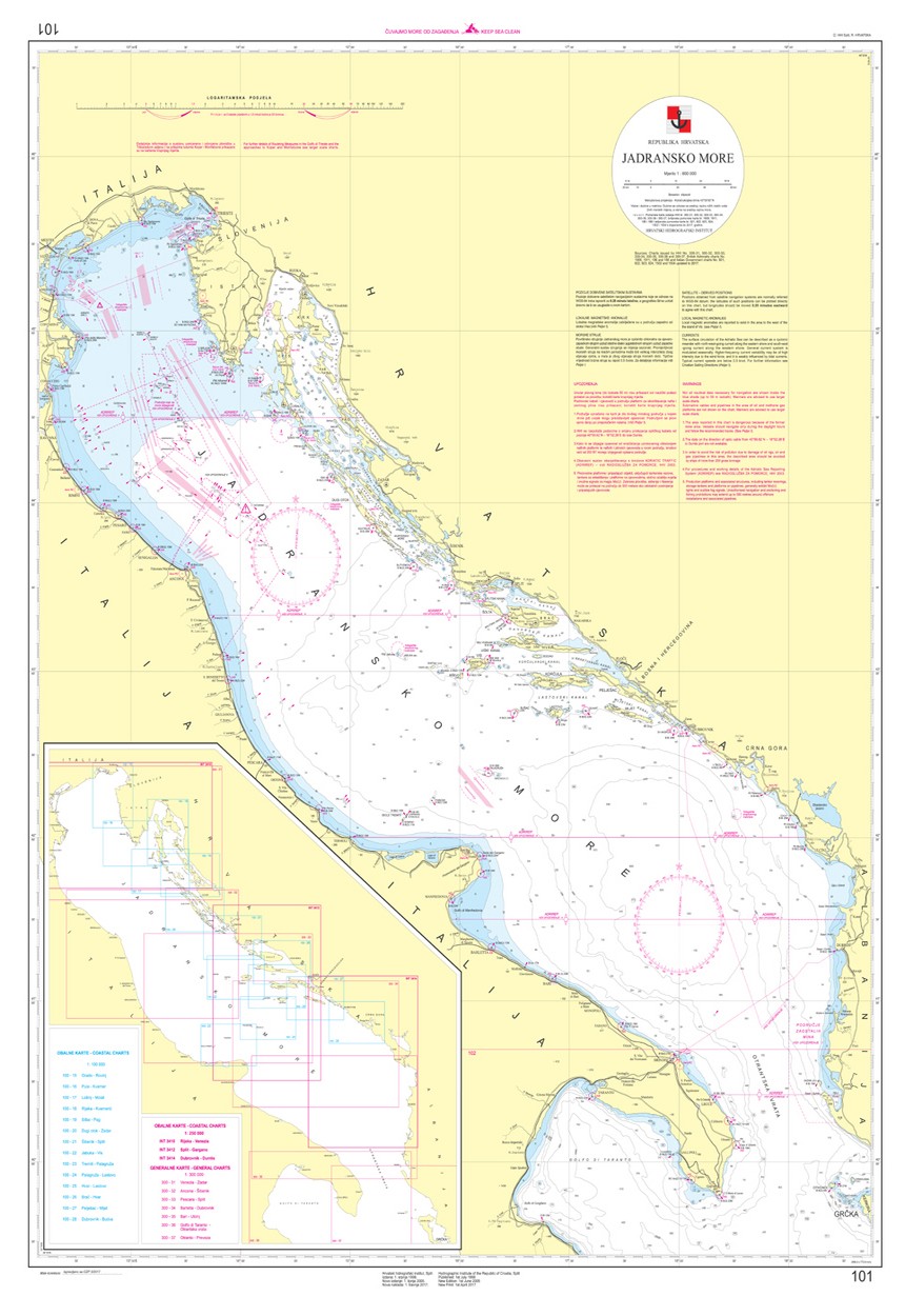 POMORSKA KARTA 101 - JADRANSKO MORE, HRVATSKI HIDROGRAFSKI INSTITUT ...