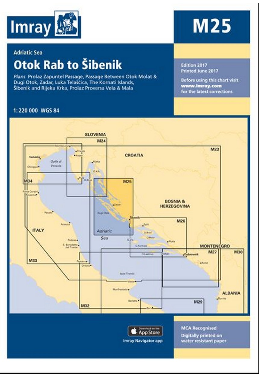 IMRAY NAUTICAL CHART M25 - OTOK RAB TO ŠIBENIK
